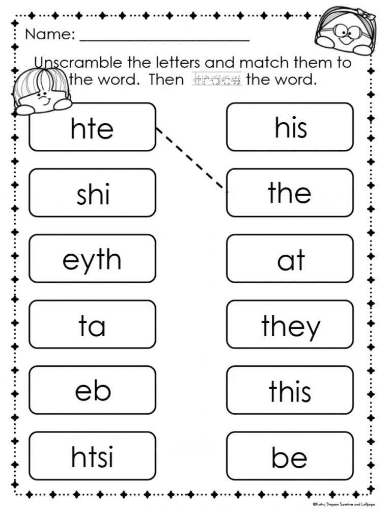 50+ First Grade Spelling Words + With Matching Worksheets - The Teach ...