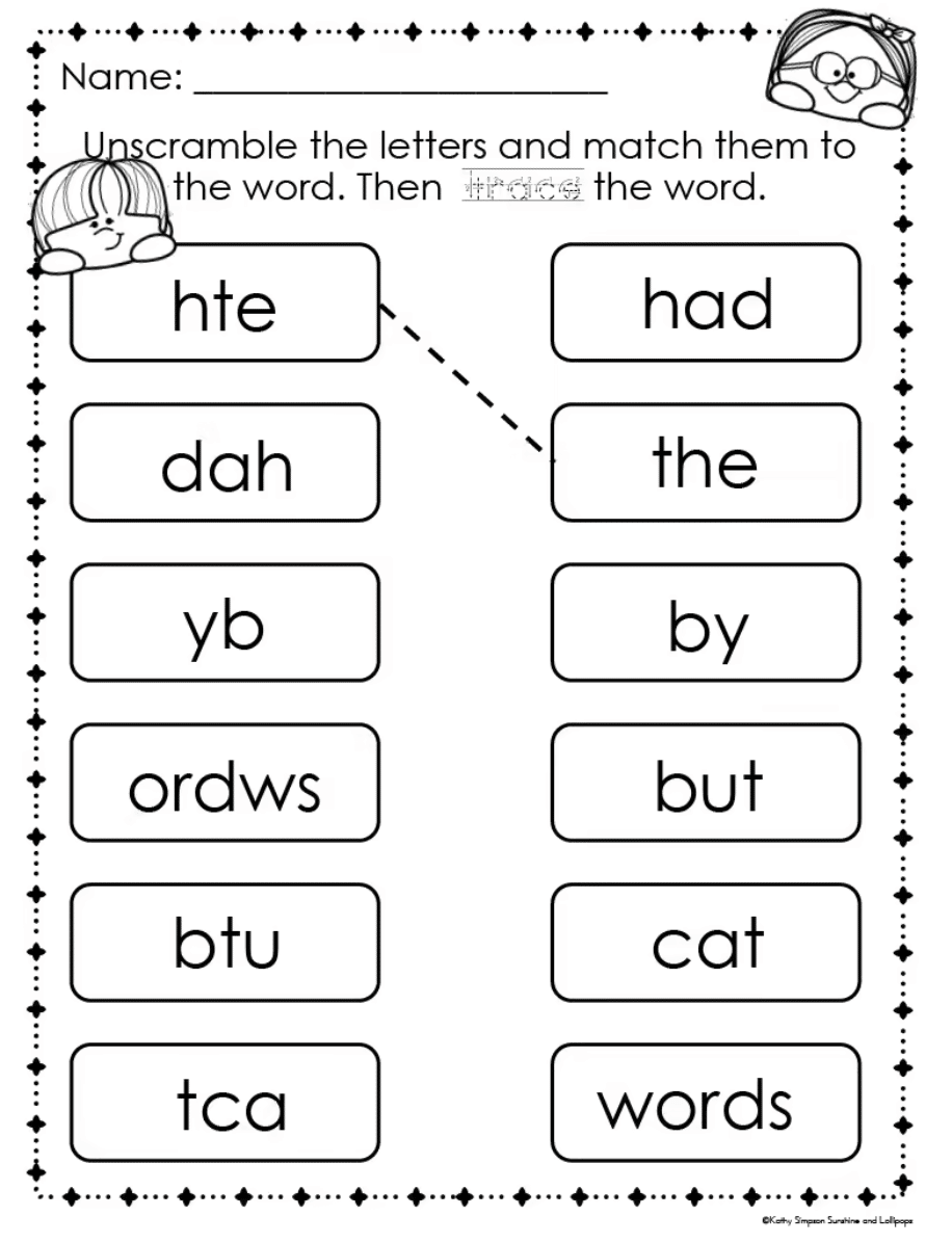 50+ First Grade Spelling Words + With Matching Worksheets - The Teach ...