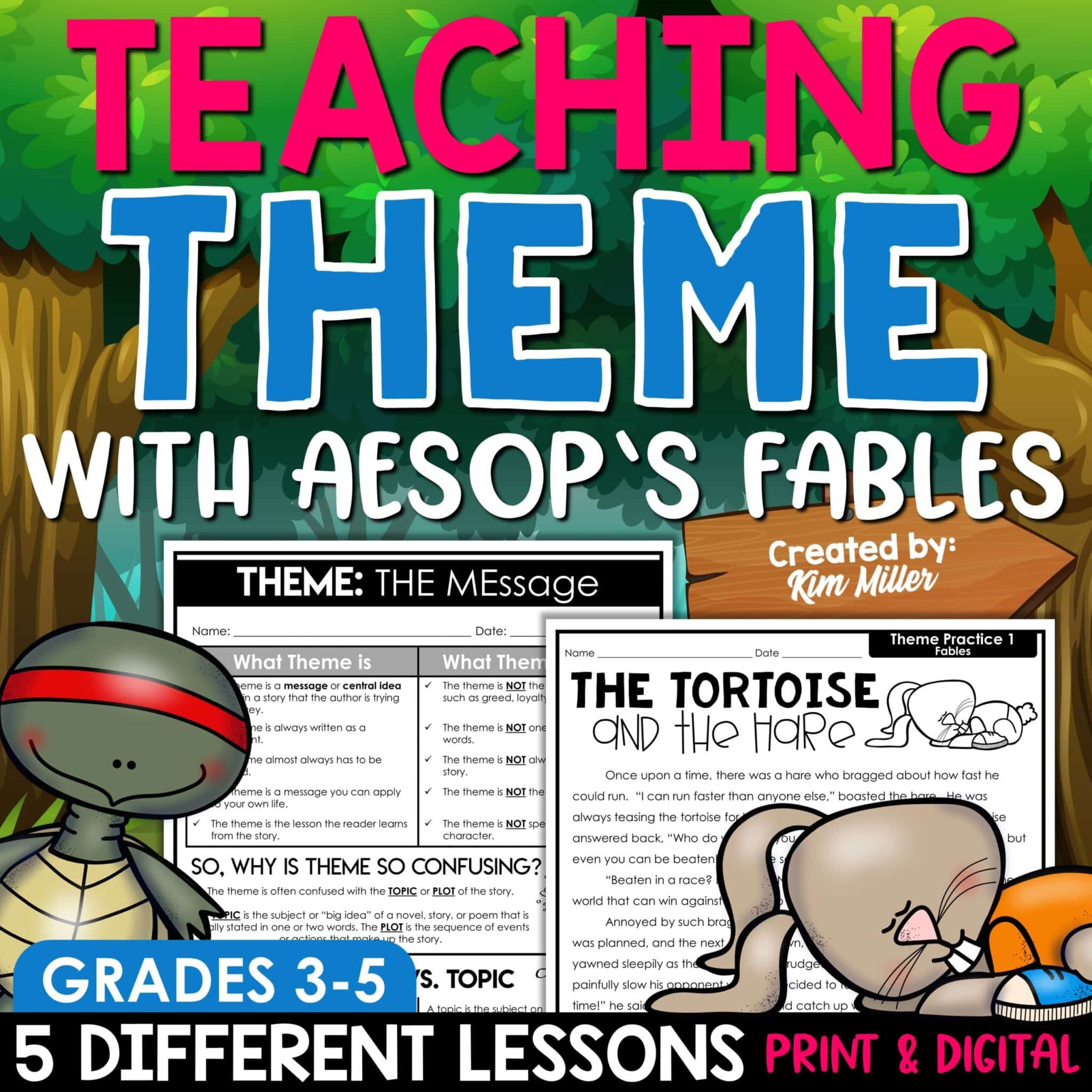 Finding the Underlying Message With Theme Worksheets - The Teach Simple ...