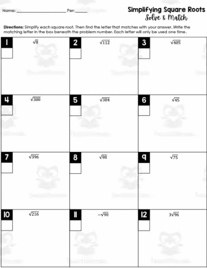 Fun & Challenging Simplifying Radicals Worksheet - The Teach Simple Blog