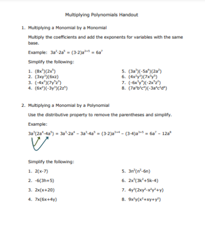 9 Best Multiplying Polynomials Worksheet For Students - The Teach ...