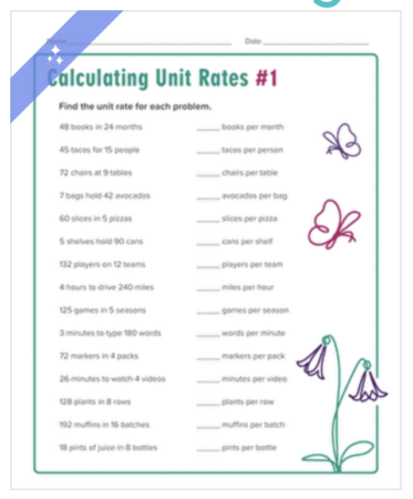 9 Relevant Unit Rate Worksheets to Enhance Understanding - The Teach ...