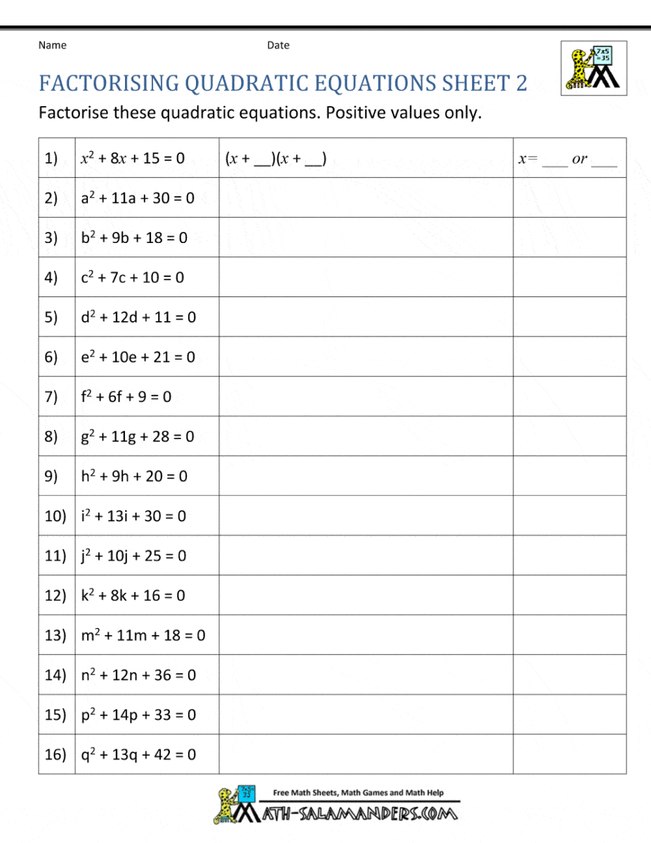 The 9 Best Quadratic Formula Worksheet + Where to Find More - The Teach ...