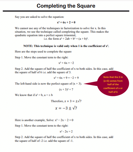 Math Confidence: The Best 8 Completing The Square Worksheets - The ...