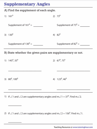 Creating A Strong Foundation: The Best Complementary and Supplementary Angles Worksheets for ...