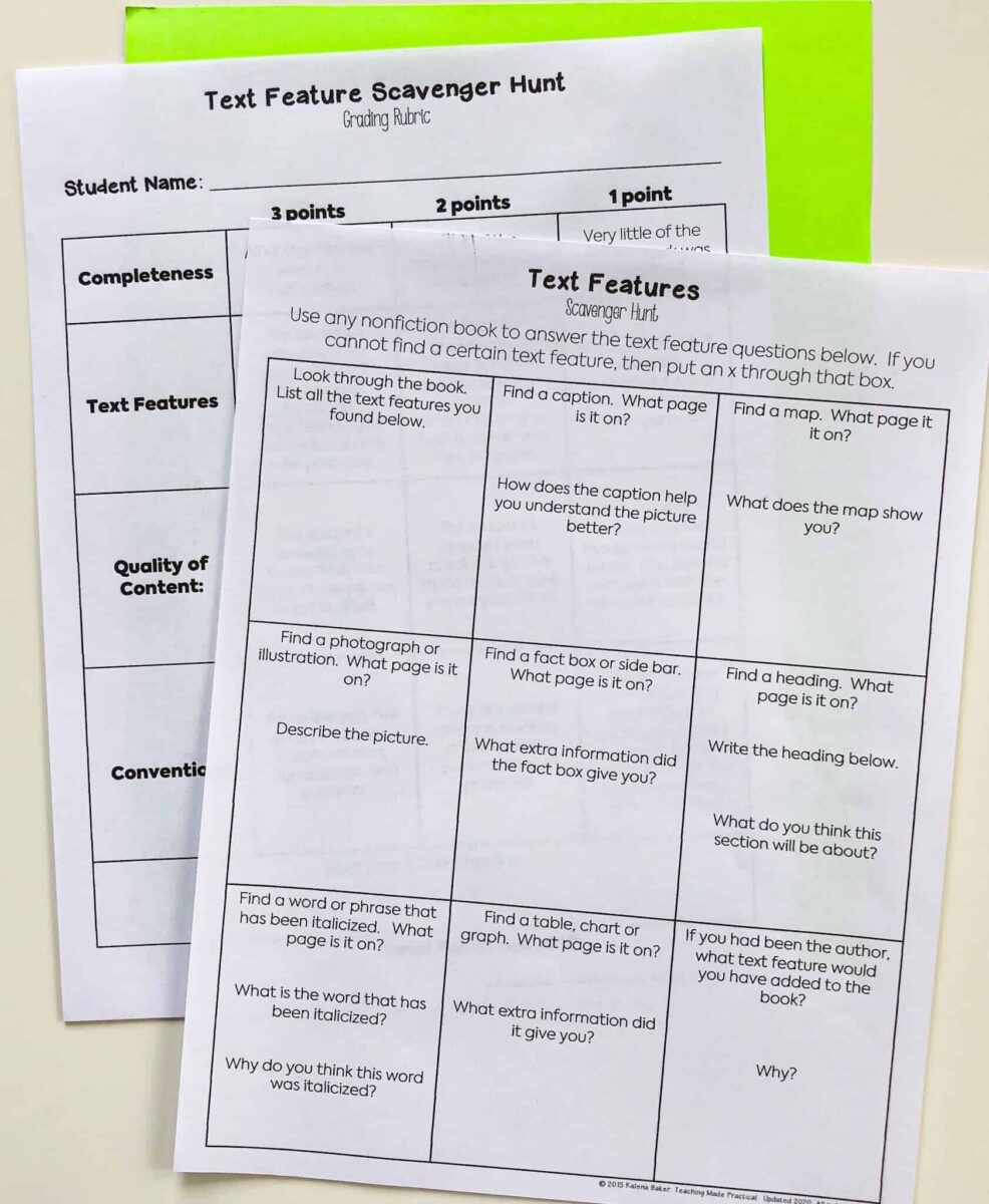 9 Great Anchor Chart To Teach Text Features - The Teach Simple Blog