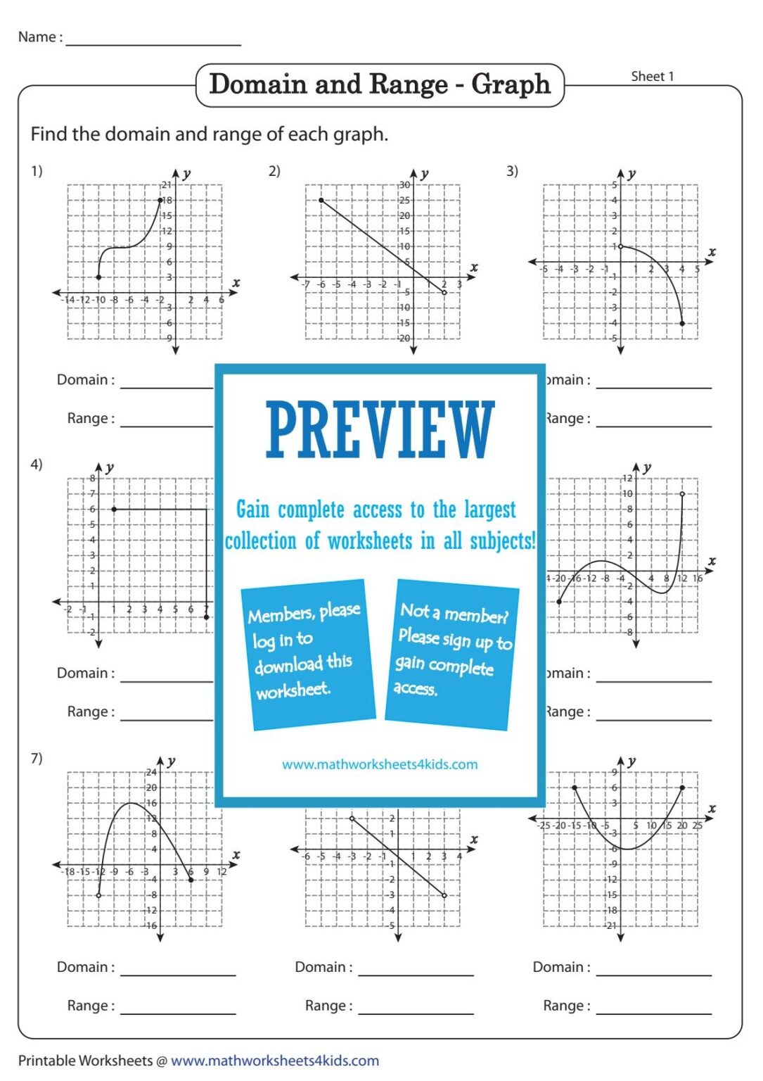 9 Best Worksheets For Identifying The Domain And Range Of Functions - The Teach Simple Blog