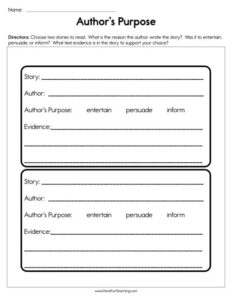Finding The Author's Purpose: 9 Excellent Worksheets To Improve ...